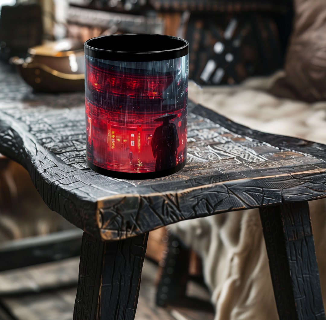 Neon Red Cyberpunk Japanese Samurai Mug - Gamer Mug - TCG Gamer Gift ...