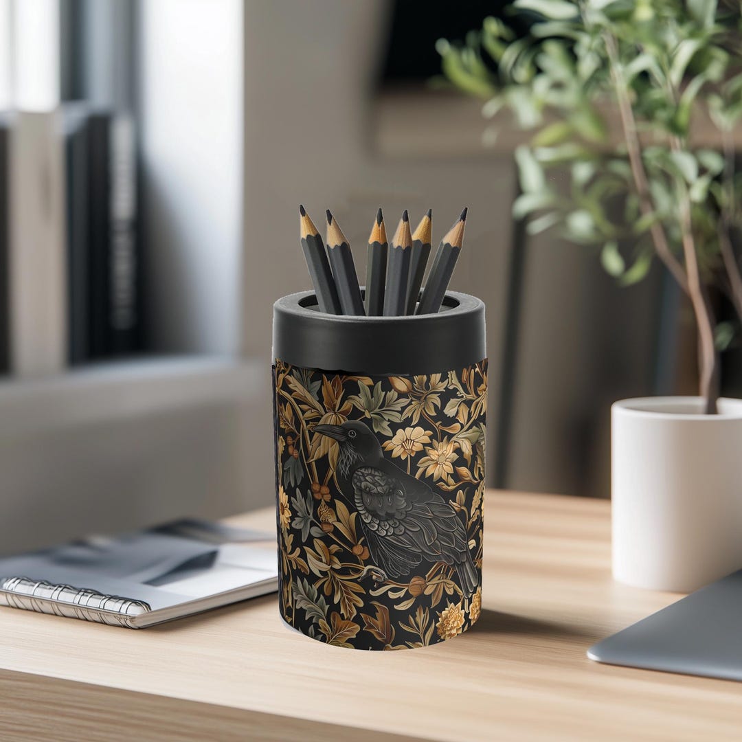 Medieval Floral Crow Pencil Holder - Medieval Desk Decor - Crow Desk ...