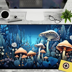 Blue Glow Mushroom, Premium Desk Mat, Custom Desk Pad, XXL Gaming Mouse ...