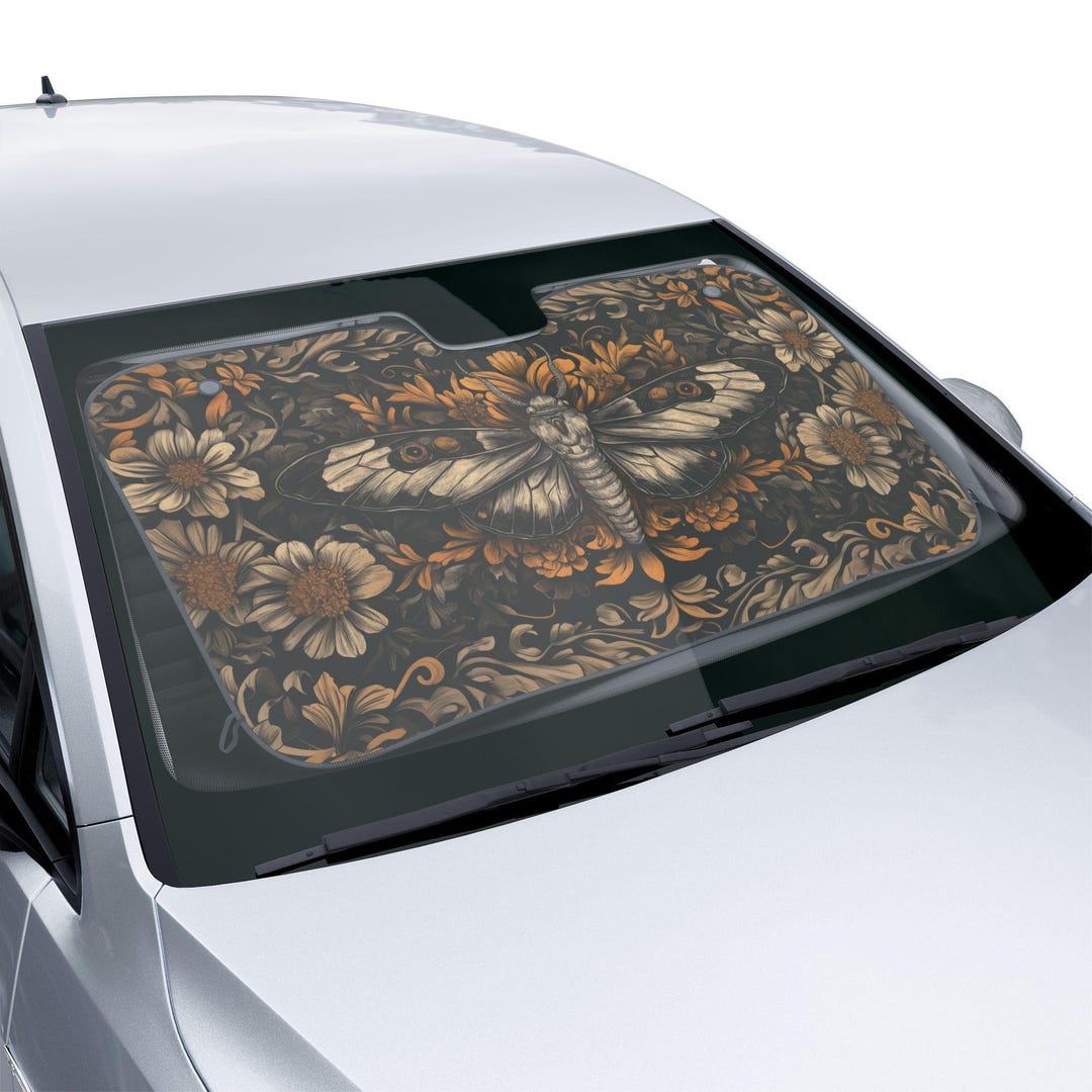 Art Nouveau Floral Moth Elegant Car Windshield Sunshade - Window Cover ...