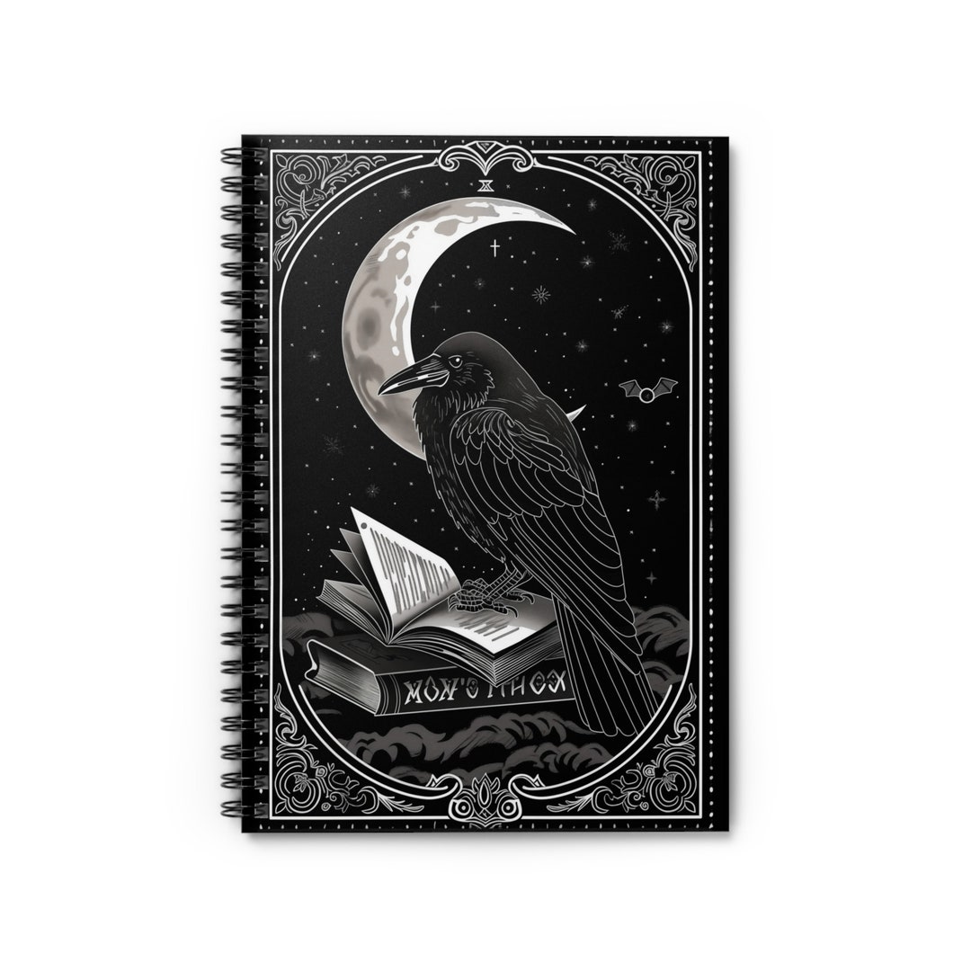 Goth Journal - Raven and Crescent Moon - Personal Diary - Goth Notebook ...