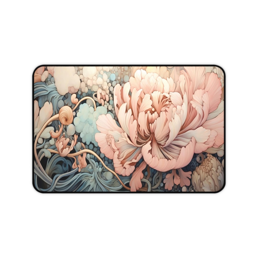 Cute Cosmetic Mat - Pastel Art Deco Flowers Makeup Mat - Vanity Table ...