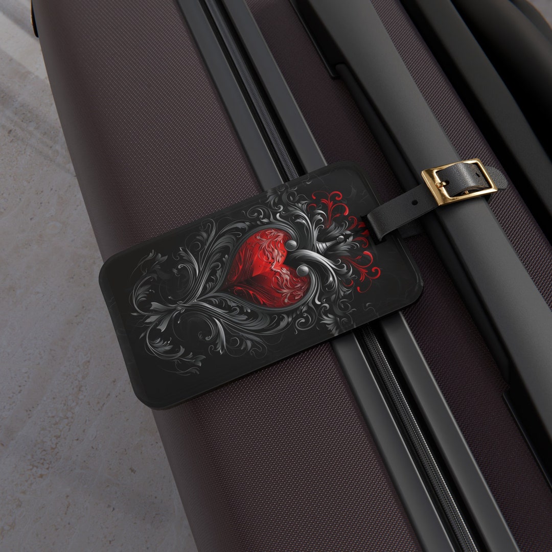 Luggage Tag Featuring Gothic Ornate Heart, Goth Luggage Tag, Goth ...