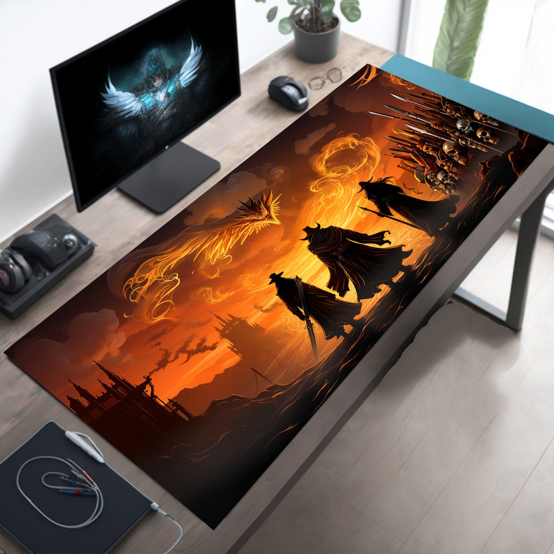 Wizard, Warlock and Samurai Dragon Battle Apocalyptic Fantasy Gaming ...