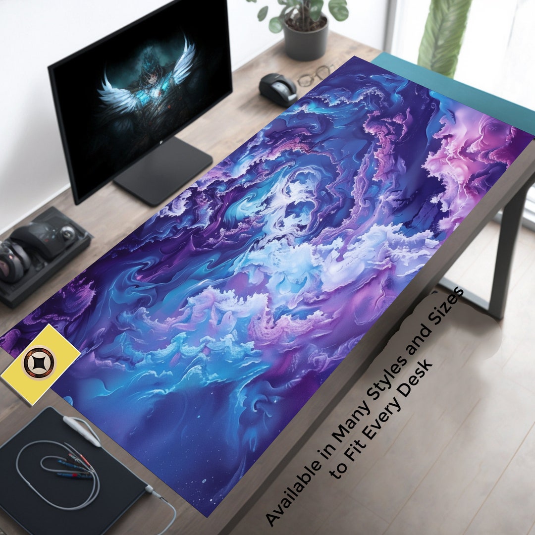 Pastel Purple and Blue Space Gaming Desk Mat Mousepad XL Mouse Pad Desk ...