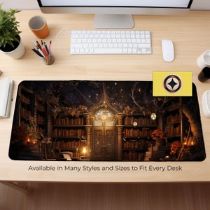 Dark Academia Deskmat, Witchy Mousepad, Enchanted Library Mat, Computer Gaming Desk Mat, Laptop ...