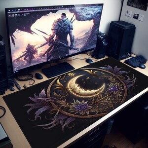 Dark Academia Moon Mousepad Goth Mouse Pad Gothic Desk Mat XL Desk Pad ...