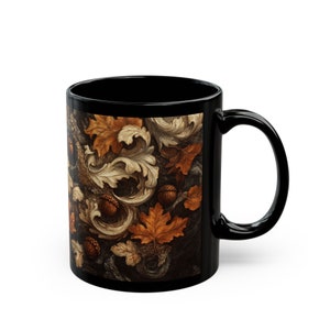 Autumn Art Mug - Oak Leaves and Acorns Print - Cute Fall Coffee Mug ...