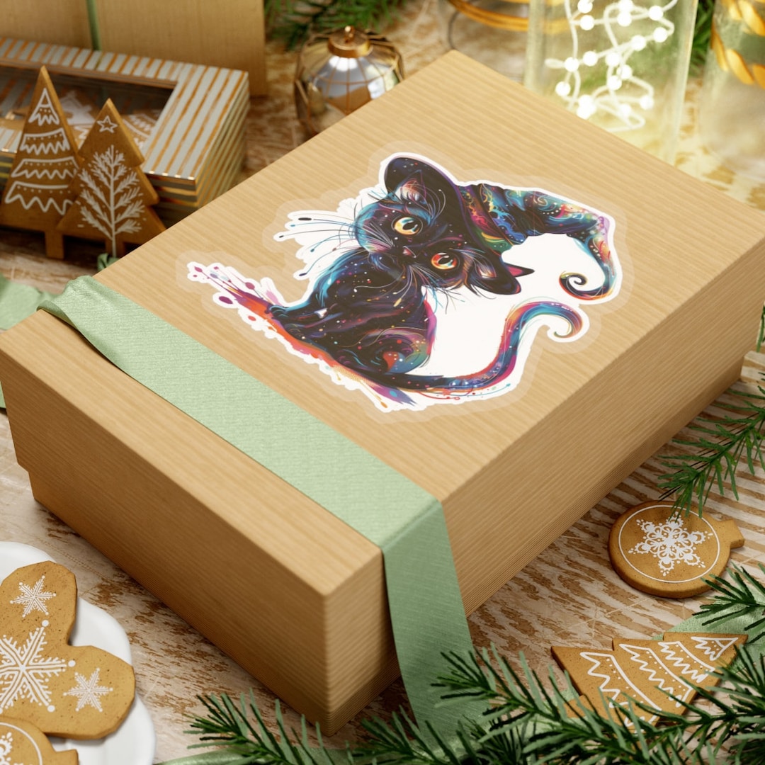 Cute Witch Cat Sticker, Goth Sticker, Kitten Sticker, Cat Witch Sticker ...