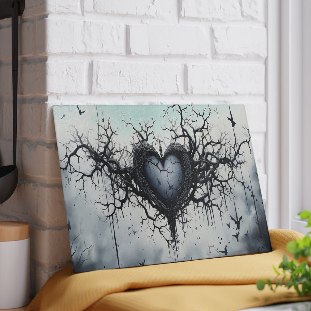 Glass Cutting Board, Thorny Heart, Goth Cutting Board, Heart Cutting ...