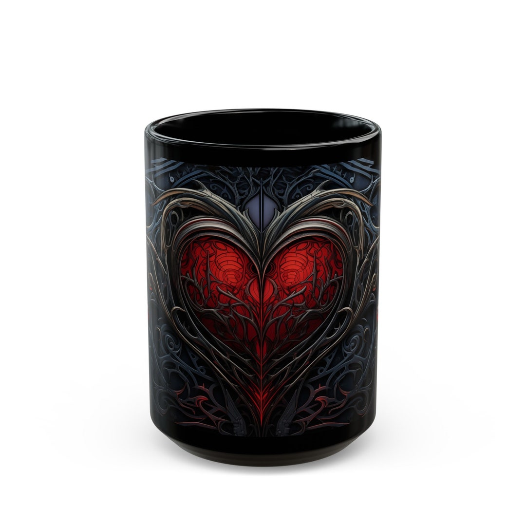 Gothic Heart Mug, Gothic Mug, Goth Coffee Cup, 11oz or 15oz, Black ...