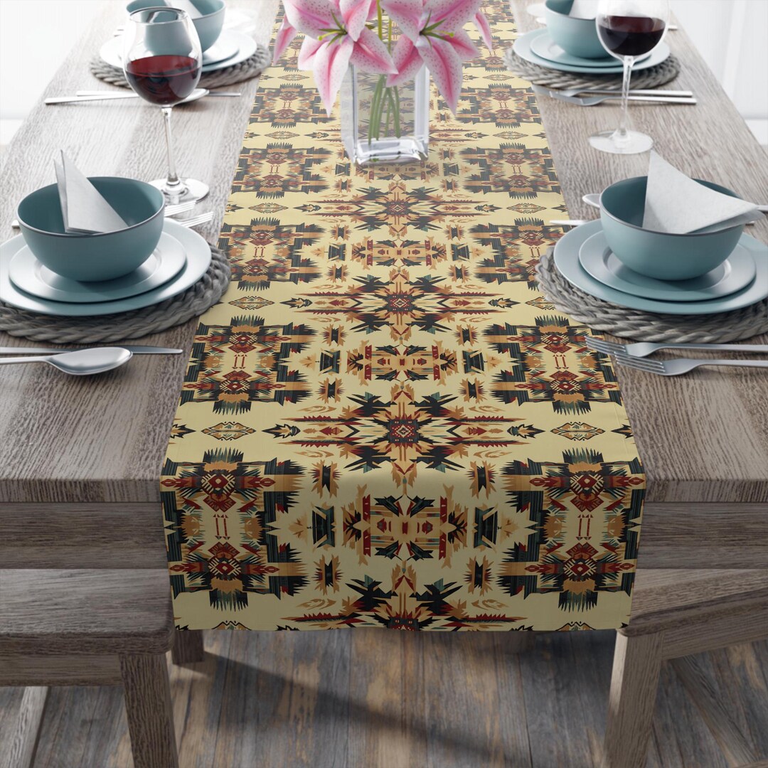 Native American Inspired Tribal Pattern Table Runner - Polyester Table ...