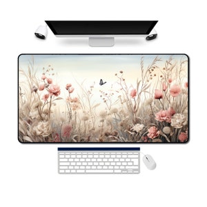 Pink Wildflowers Desk Mat Extend Gaming Mouse Pad Large Mousepad With ...