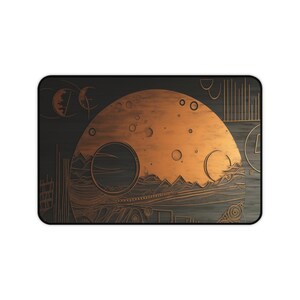 Abstract Moon Art Desk Mat, Moon Mouse Pad, Celestial Mousepad, Unique ...