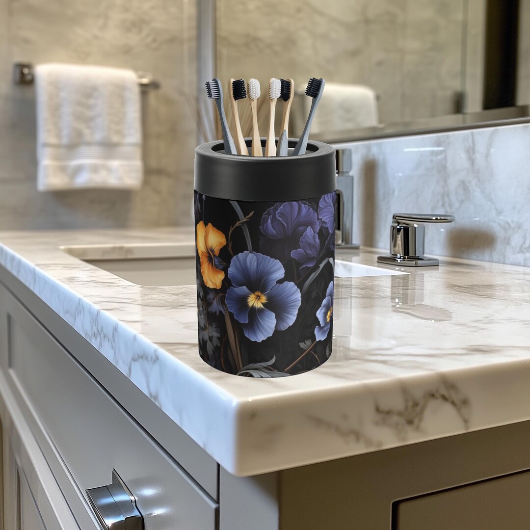 Gothic Pansies Cute Floral Toothbrush Holder - Cute Floral Bathroom ...