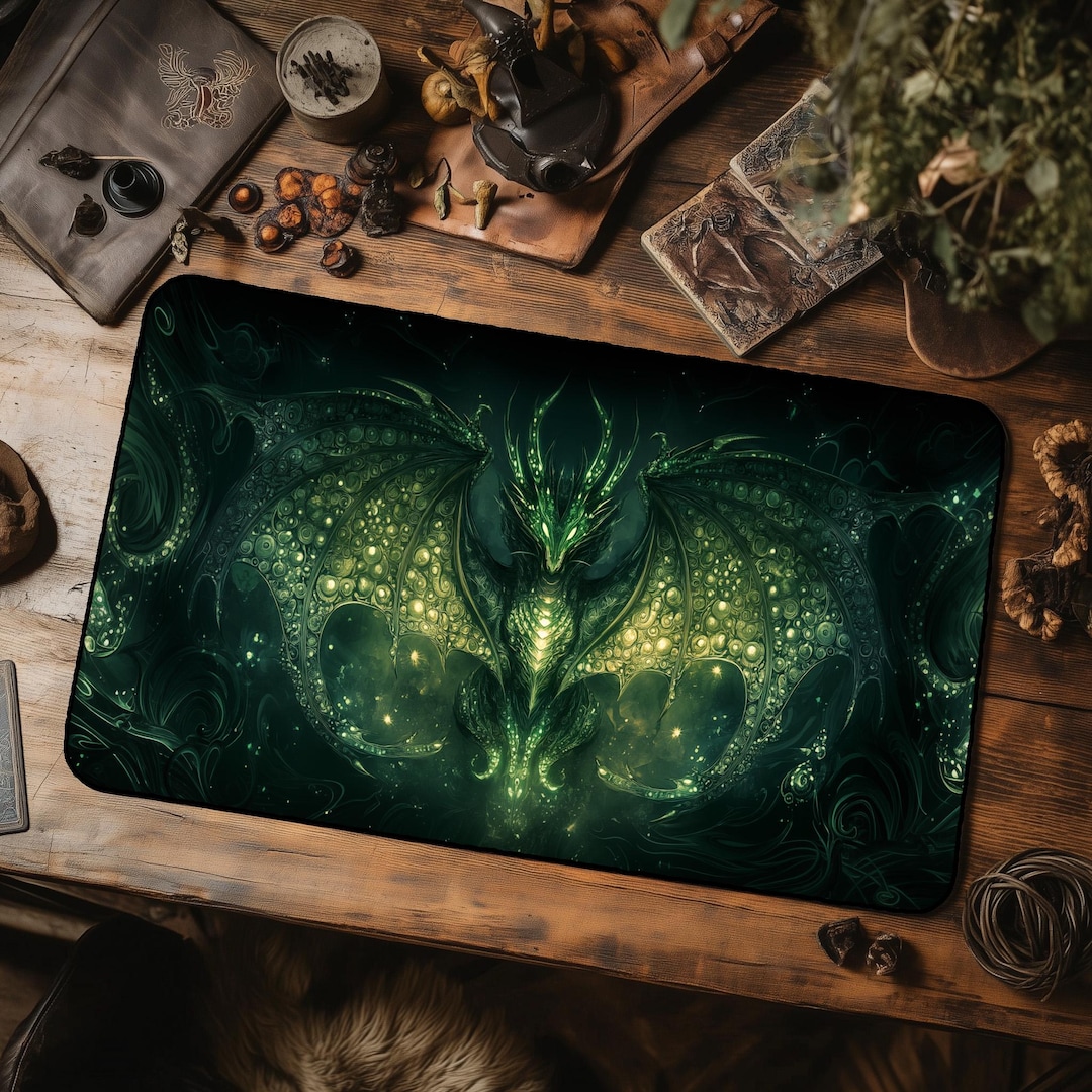 Verdant Dragon Sovereign - Dragon Themed Custom Playmat for TCG Gamers ...