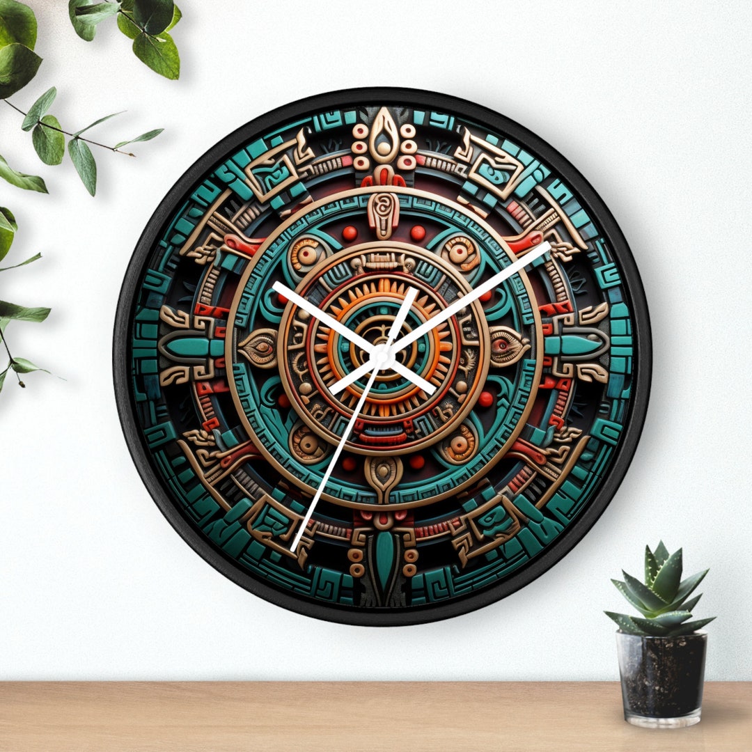 Aztec Wall Clock, Unique Home Decor, Mesoamerican Clock, Aztec Clock - Etsy