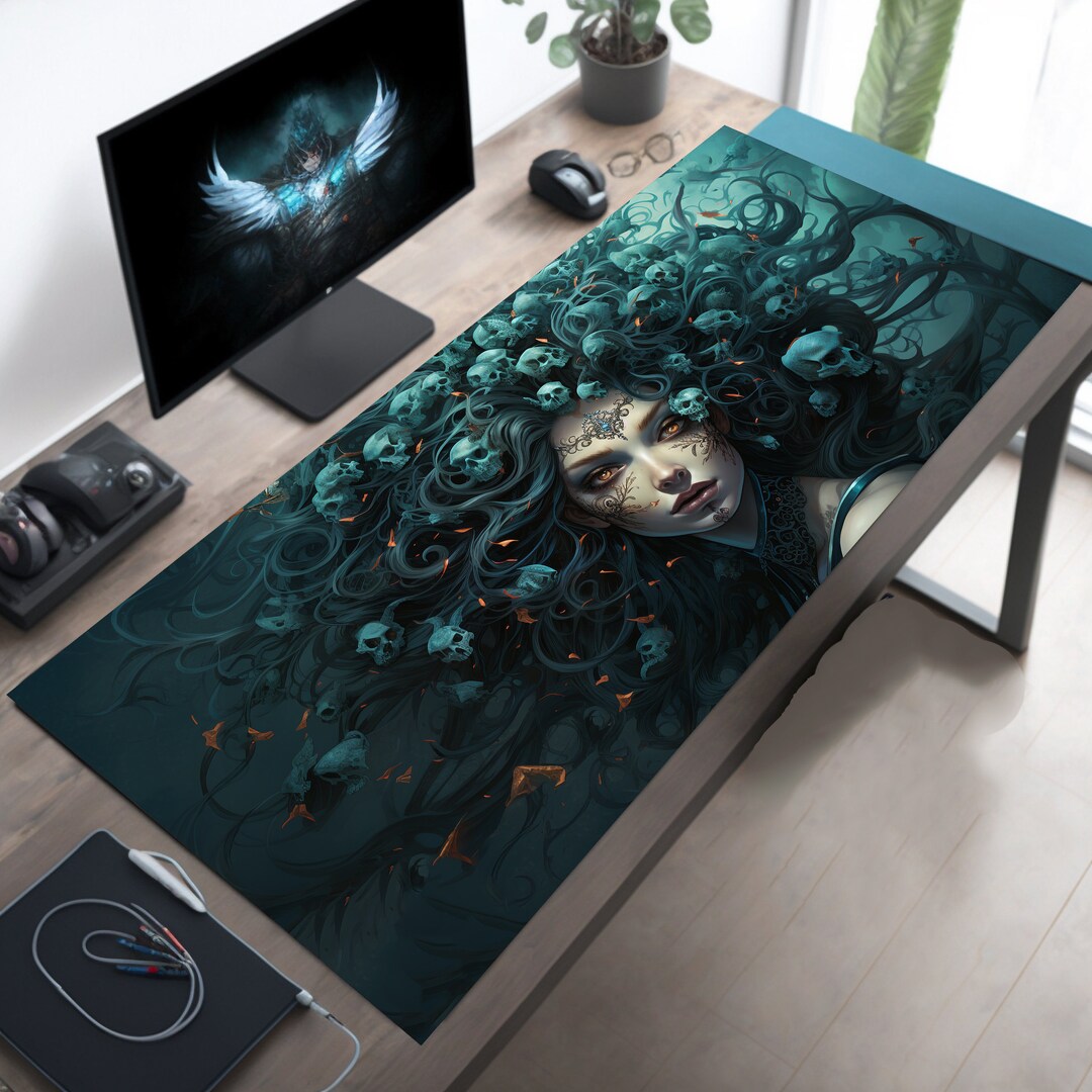 Aquatic Medusa Unique Mythological Desk Decor, Horror Desk Mat, Medusa ...