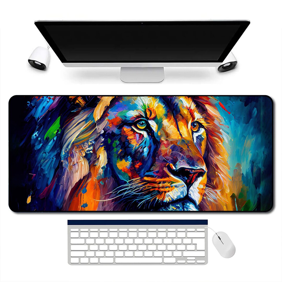 Lion Large Mouse Pad, Extended Desk Mat, Gaming Desk Pad, Animal ...