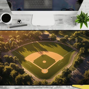 Baseball Themed Desk Mat Mousepad for Baseball Fans - Baseball Field ...