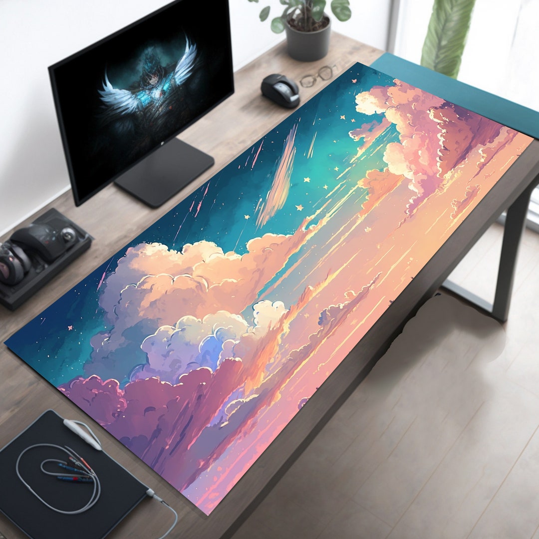 Cute Watercolor Pastel Sky Desk Mat Cute Cloud Desk Mat Cute - Etsy