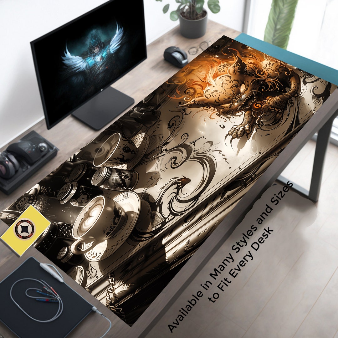 Evil Cat and Coffee Desk Decor, Scary Desk Cover, Horror Desk Pad ...