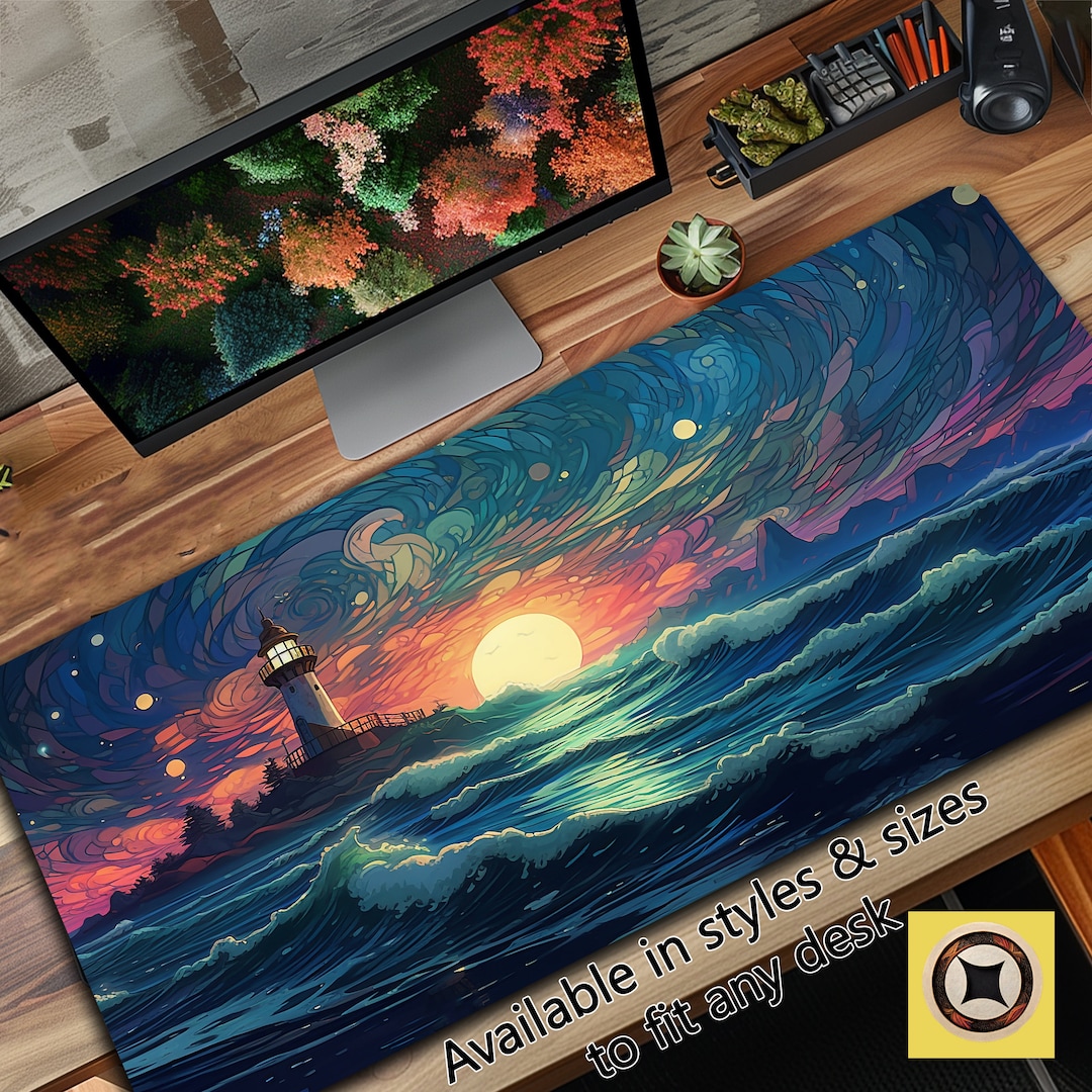 Lighthouse Mouse Pad, Lighthouse Desk Mat, Ocean Desk Pad, Beach ...