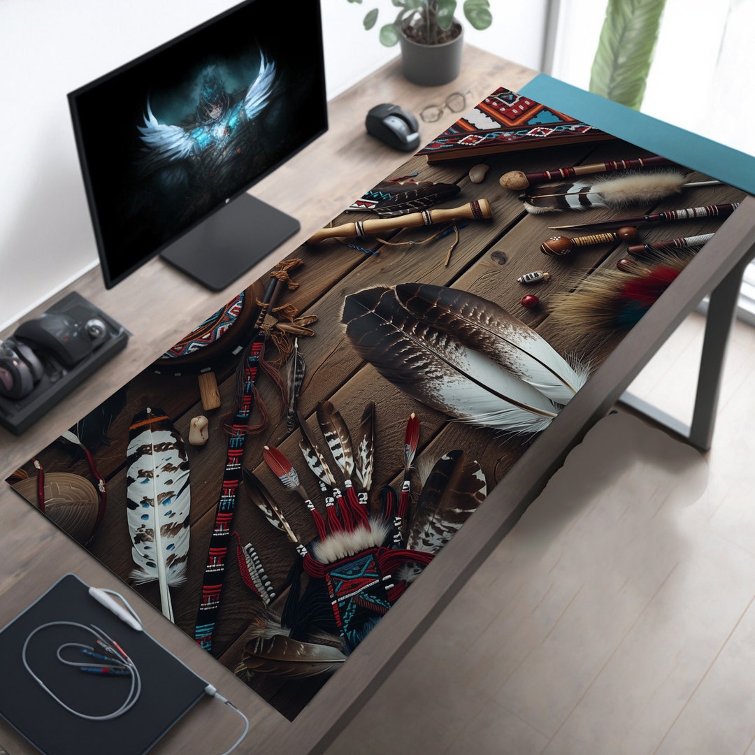 Native American Desk Decor, Tribal Aesthetic Desk Mat Mousepad, Indian ...