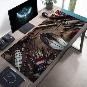 Native American Desk Decor, Tribal Aesthetic Desk Mat Mousepad, Indian ...