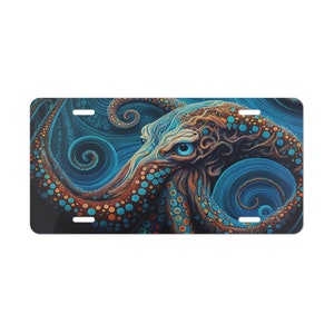 Dazzling Octopus Vanity Car License Plate, Car Front Plate, Octopus Art ...