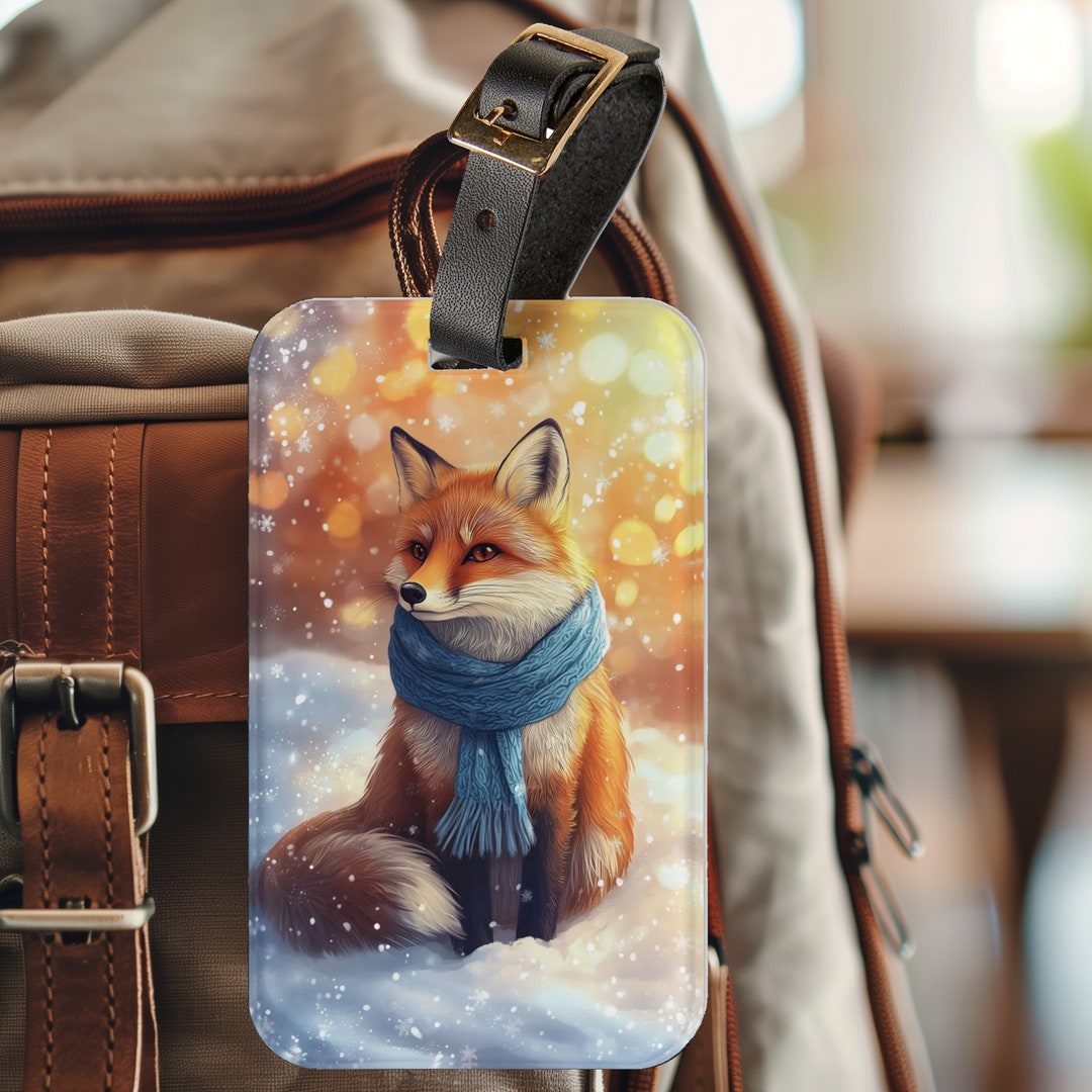 Cute Luggage Tag Featuring a Japanese Red Fox in the Snow - Bag Tag ...