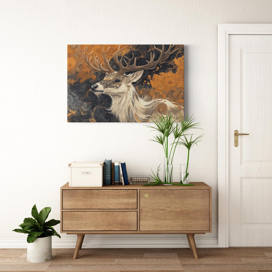 Celestial Guardian Stag - Fantasy Deer Wall Art - Deer Canvas Art Print ...