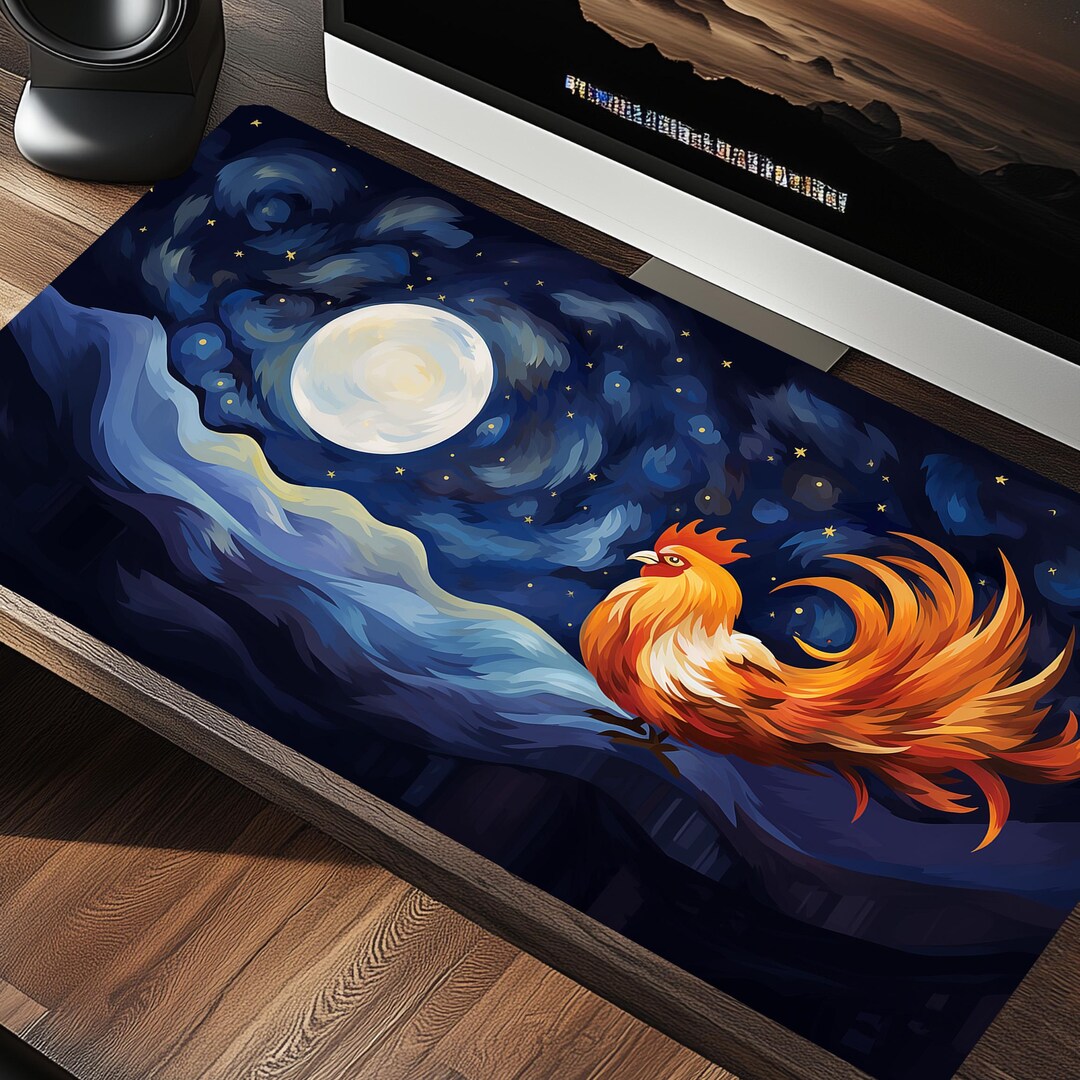 Vibrant Rooster Desk Mat, Artistic Mouse Pad, Home Office Decor, Gift ...