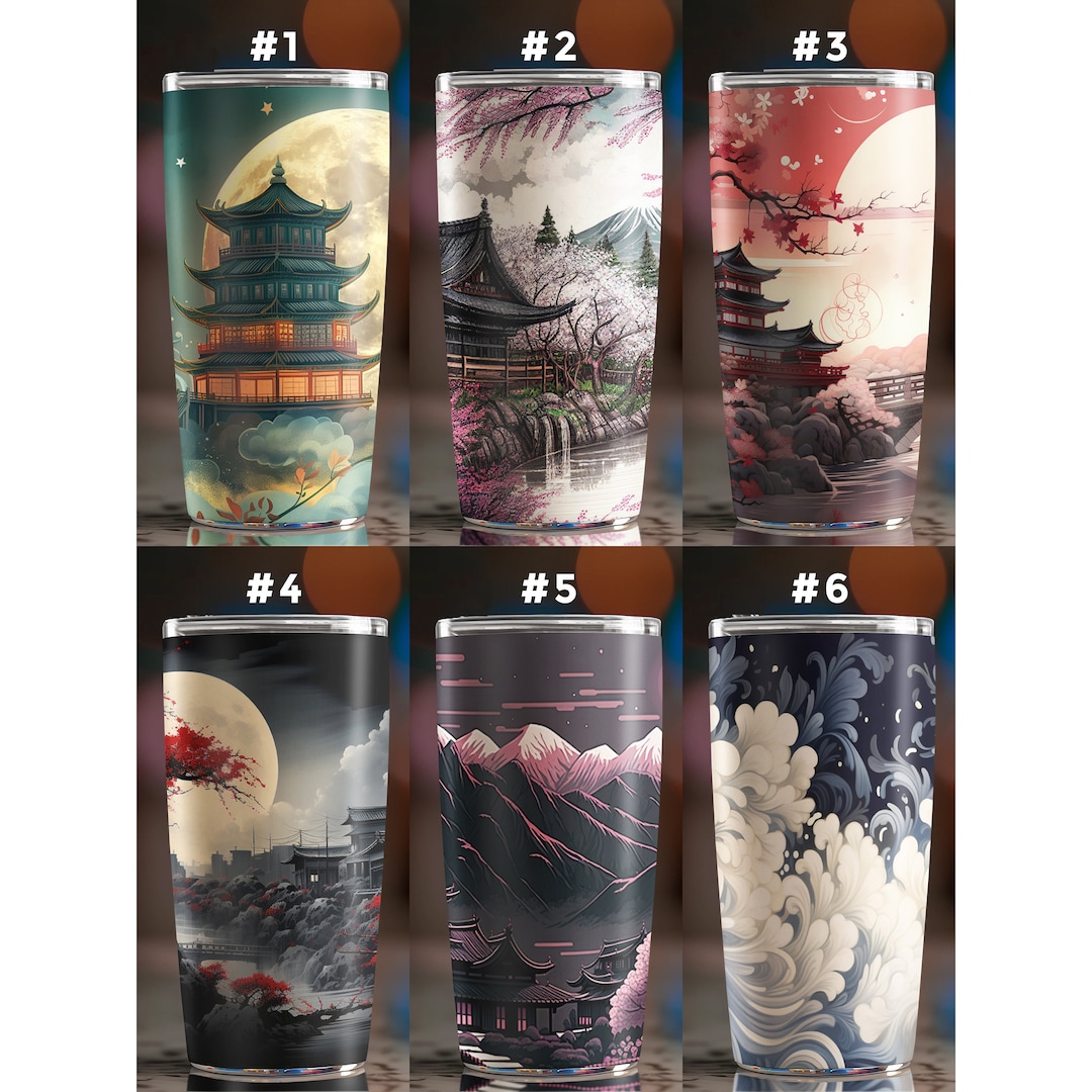 Stainless Steel Japanese Travel Tumbler Featuring Traditional Japanese ...
