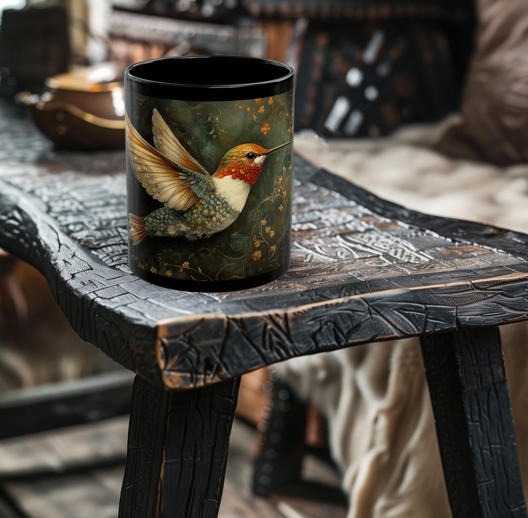 Hummingbird Mug - Cute Bird Coffee Mug - Humming Bird Coffee Cup - Art ...