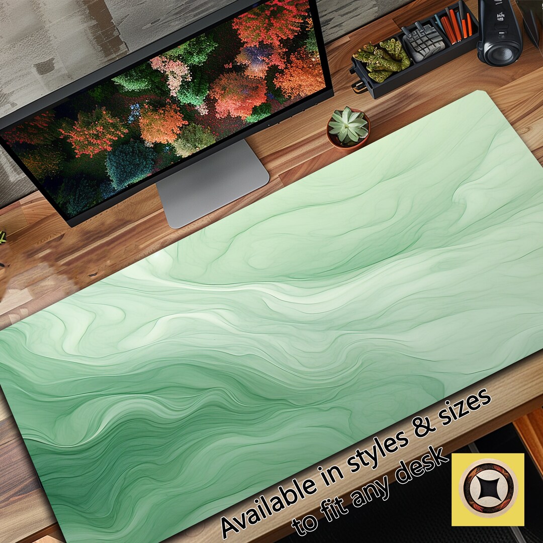 Sage Green Desk Mat With Hemmed or Flat Edges in Multiple Sizes, Cute ...