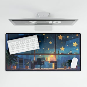 Non Slip Cute Kawaii Desk Pad Featuring Cartoony Office With Large ...