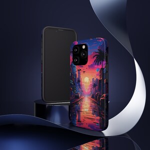 Retrowave Neon City Streets at Sunset, iPhone Case Cute, iPhone Case ...