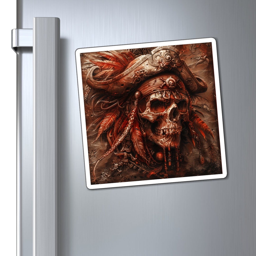 Fantasy Pirate Skull Magnetic Refrigerator Sticker, Fridge Magnet ...