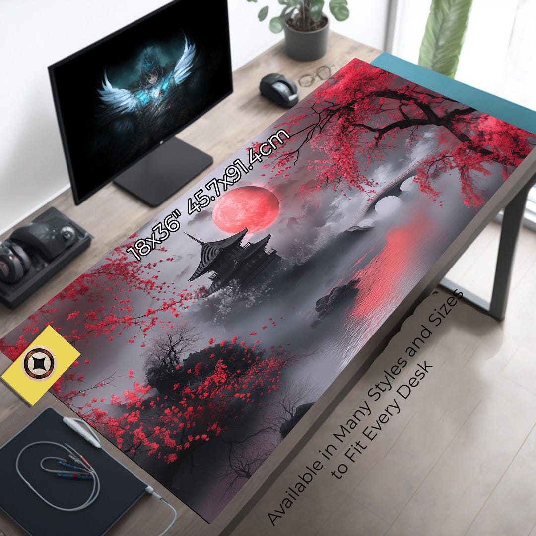 Japanese Gaming Playmat, Gamer Desk Mat, Japan Desk Decor, Game Table ...