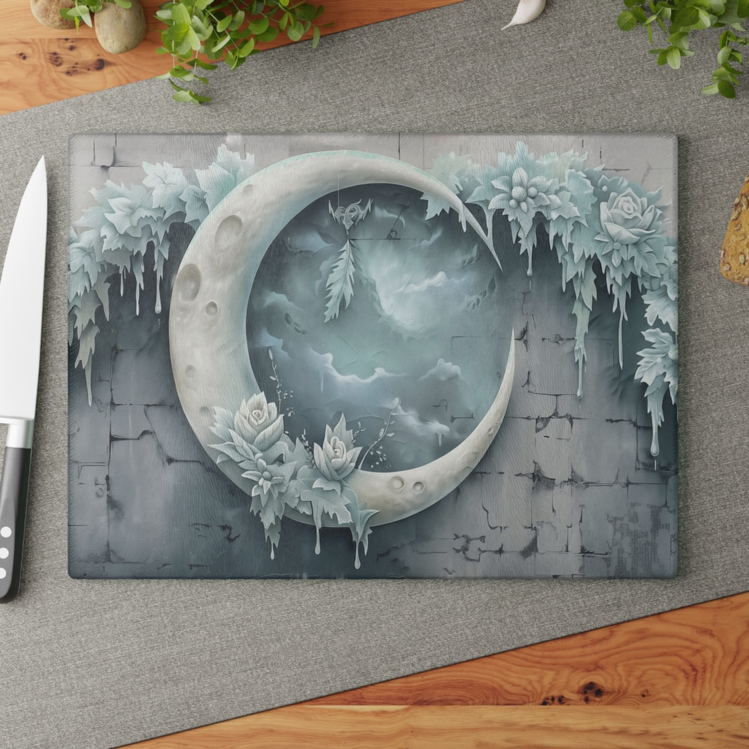Kawaii Kitchen Decor, Cute Frosted Crescent Moon Art, Glass Cutting ...