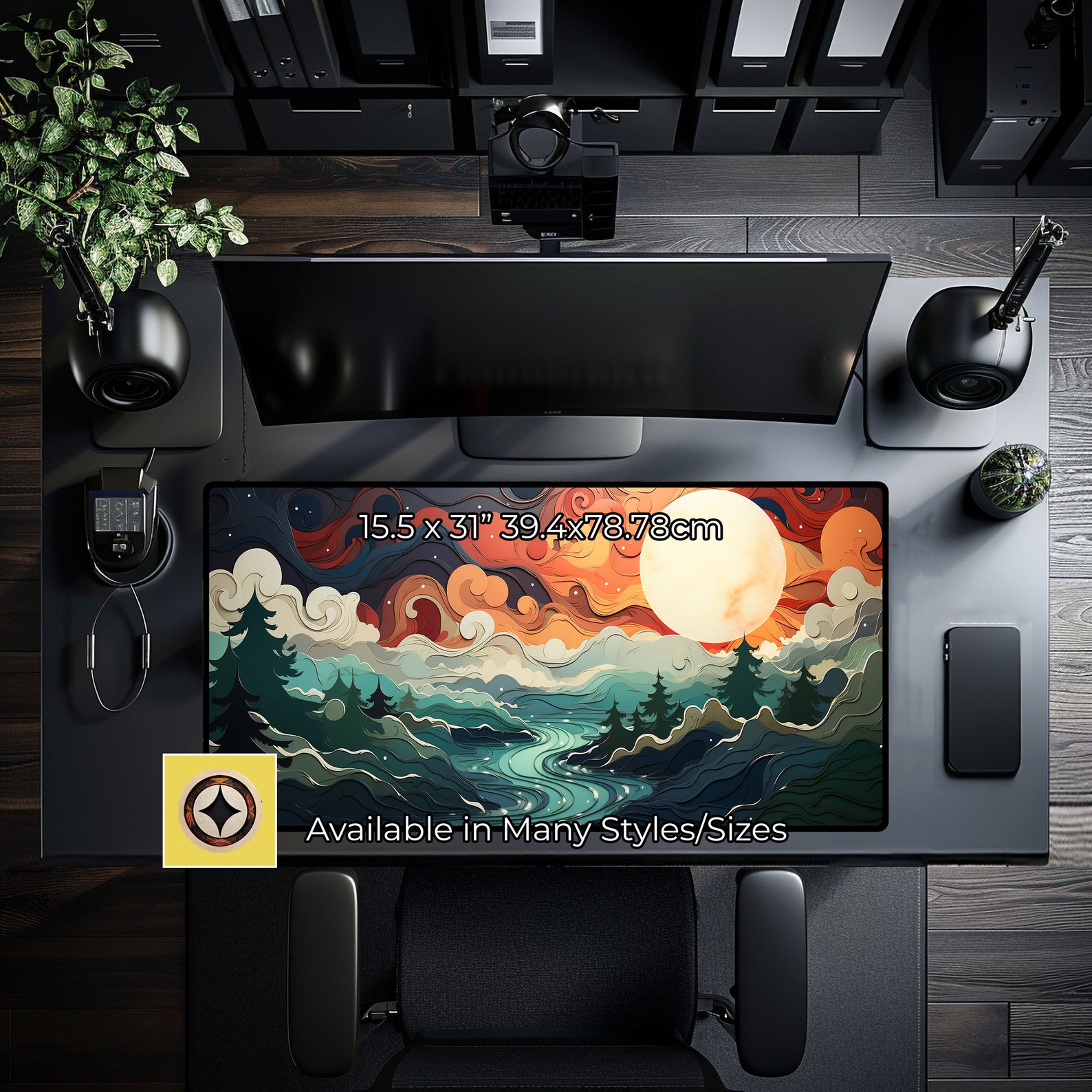 Mountain Whimsy Fantasy Full Moon Desk Mat - Etsy