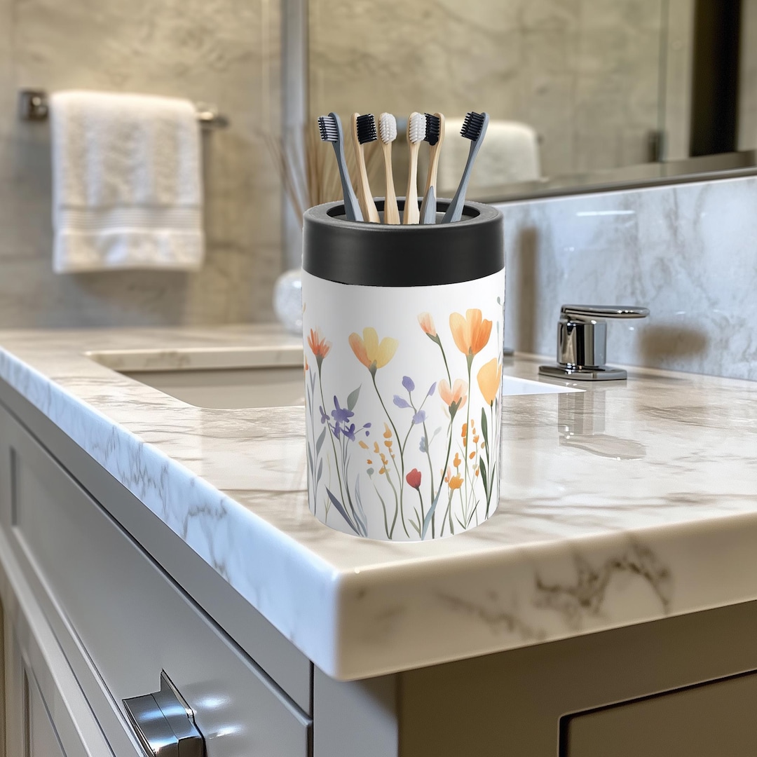 Cute Watercolor Wildflowers Toothbrush Holder - Cute Toothbrush Cup ...