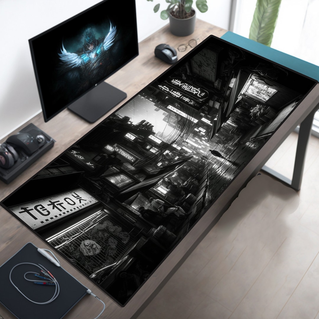 Tokyo Gaming Table Streets of Tokyo Mouse Pad Black and White Lofi ...