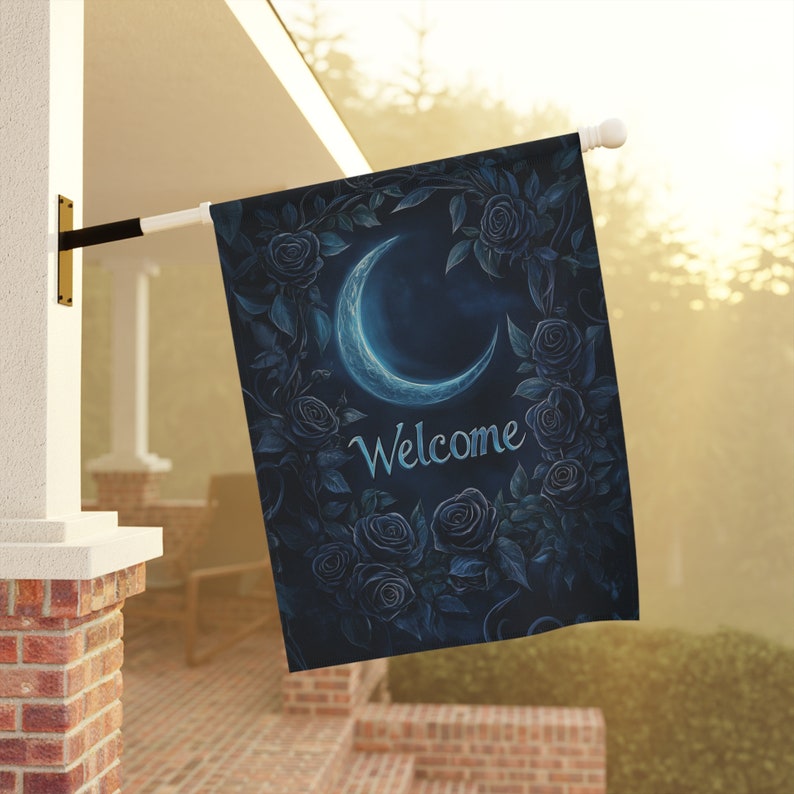 Goth Garden Banner - Gothic Crescent Moon and Black Roses Lovely ...