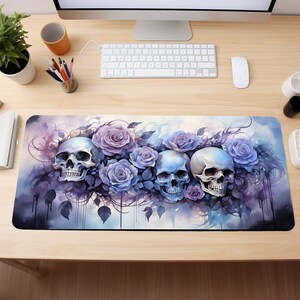 Purple Pastel Goth Skulls and Roses Desk Decor, Goth Office Accessory ...