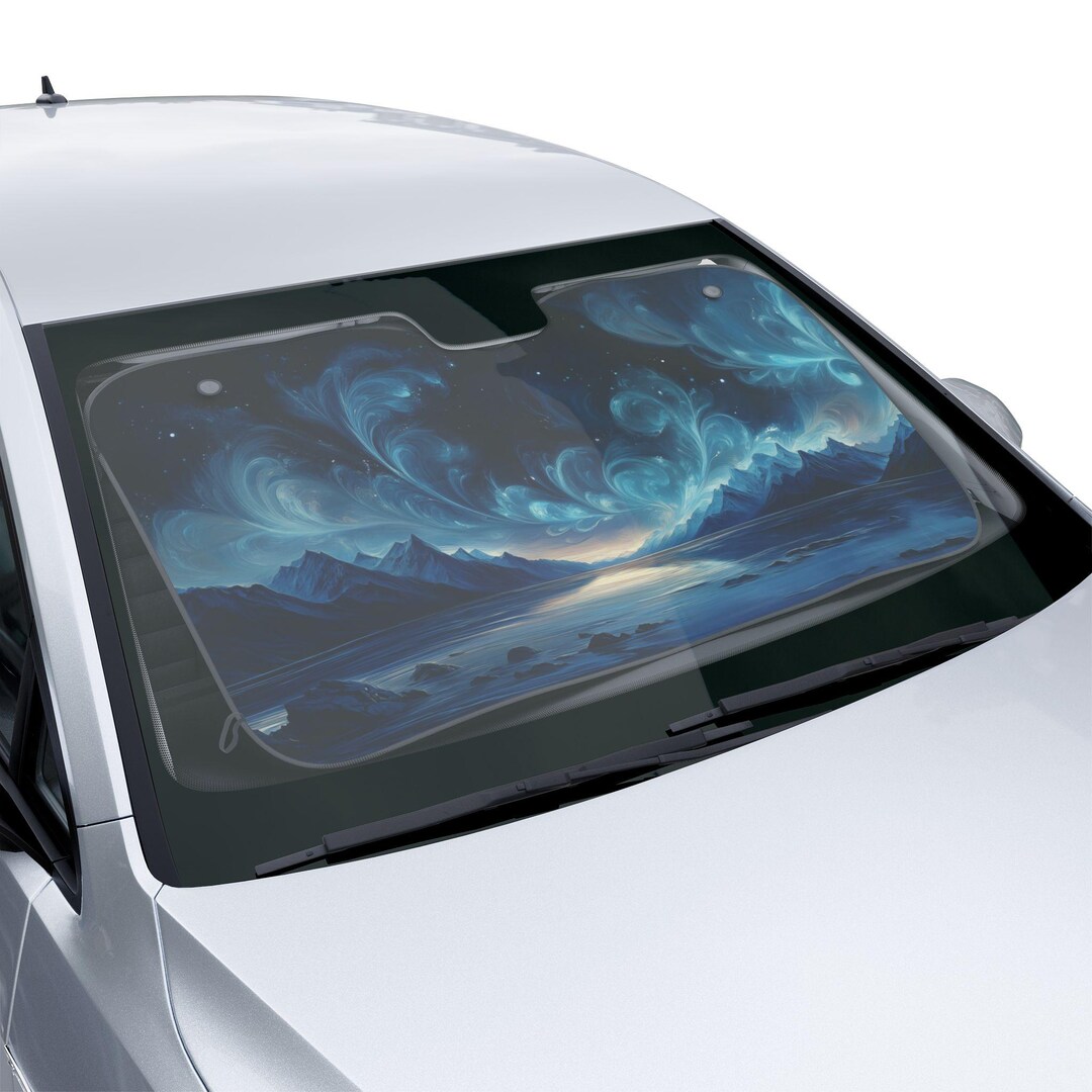 Fantasy Blue Mountain Aurora - Car Windshield Banner - Windshield ...