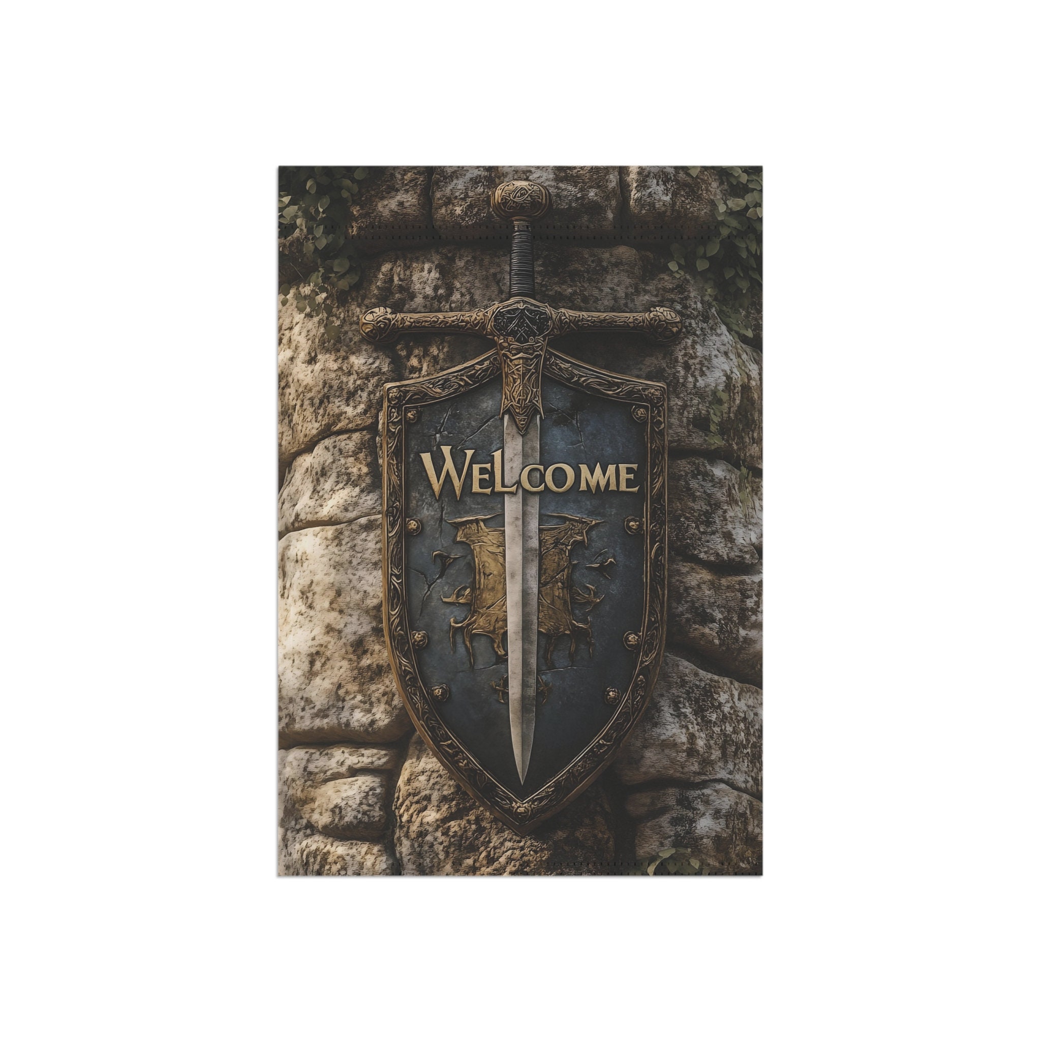 Medieval Art Garden Flag - Home Welcome Sign Featuring Medieval Wall ...