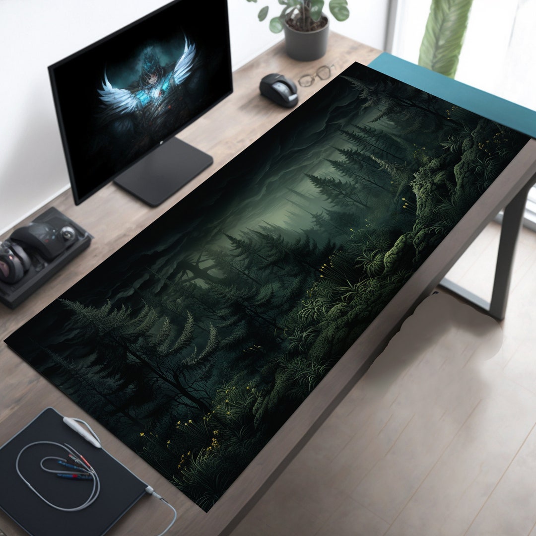 Dark Enchantment Gloomy Forest Desk Mat, Gothic Desk Pad, Dark Woodland ...