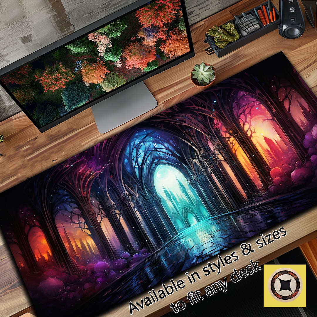Vibrant Gothic Archway, Gothic Desk Mat Gothic Mouse Pad, Cute Desk Pad ...